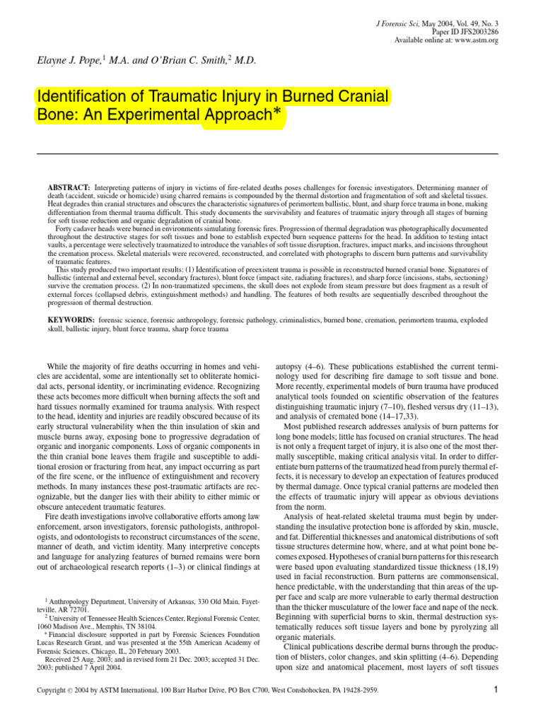Identification-Of-Traumatic-Injury-In-Burned-Cranial-Bone 1 | PDF ...