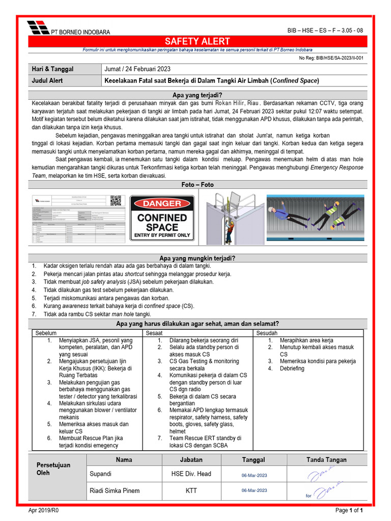 Safety Alert Kecelakaan Fatal Saat Bekerja Di Dalam Tangki Air Limbah ...