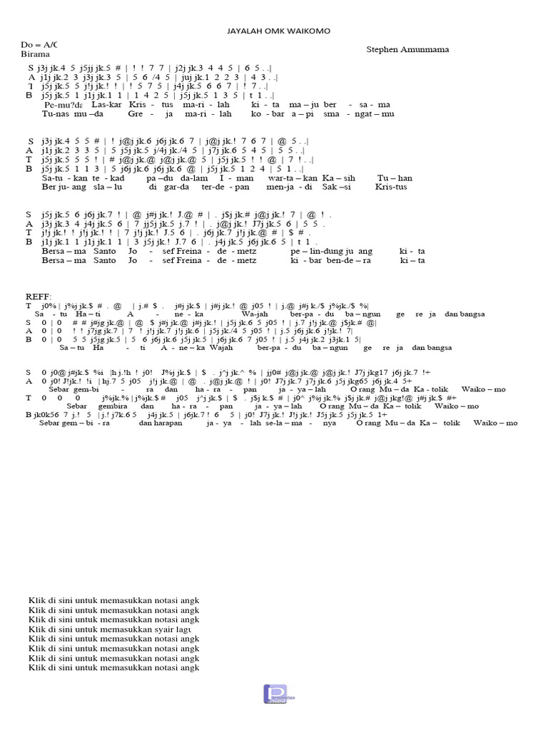 Lagu Jayalah Omk Waikomo | PDF