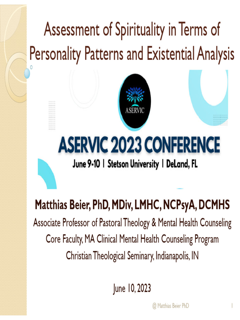 Beier ASERVIC Presentation - Assessment of Spirituality in Terms of ...