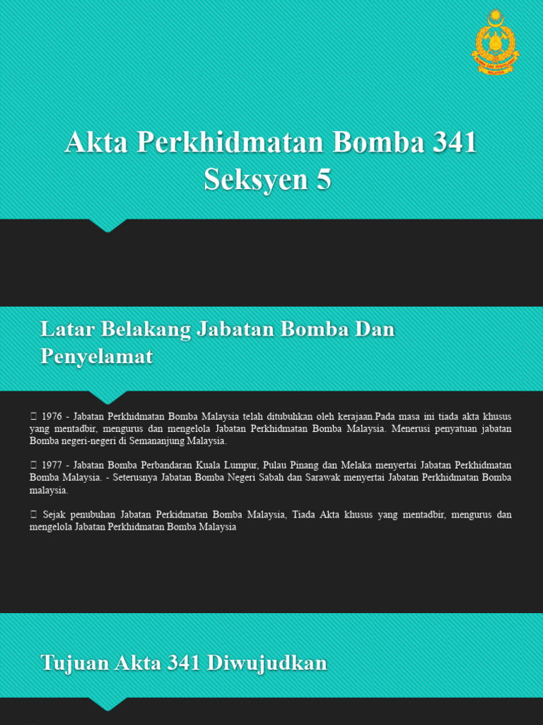 Akta Perkhidmatan Bomba 341 Seksyen 5 | PDF