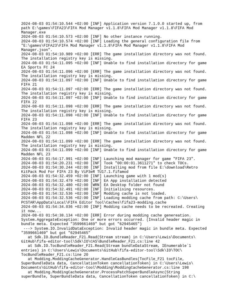 FIFA Mod Manager Launch Errors | PDF | Windows Registry | Software ...