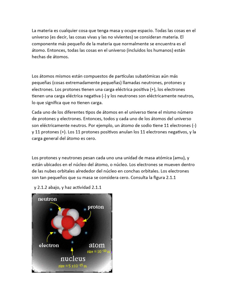 Introducción a la Materia y Átomos | PDF | Elementos químicos | Protón