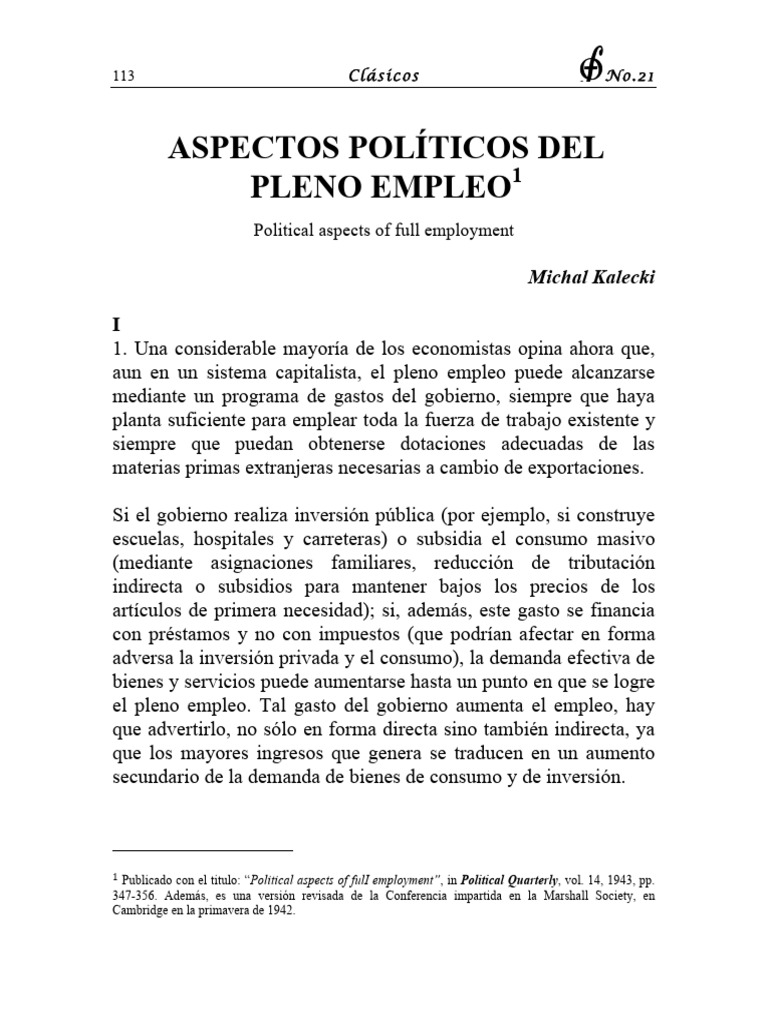 Pleno Empleo y Gasto Gubernamental | PDF | Empleo pleno | Capitalismo