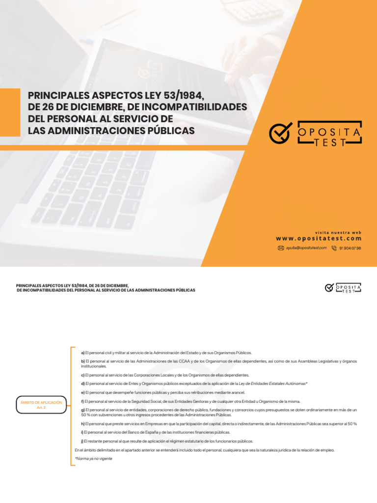 Principales Aspectos Ley Incompatibilidades 2024-06-20 | PDF | Maestros ...