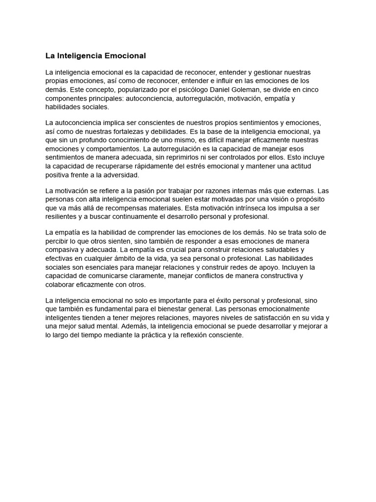 La Inteligencia Emocional Pdf Relaciones Personales Crianza Y