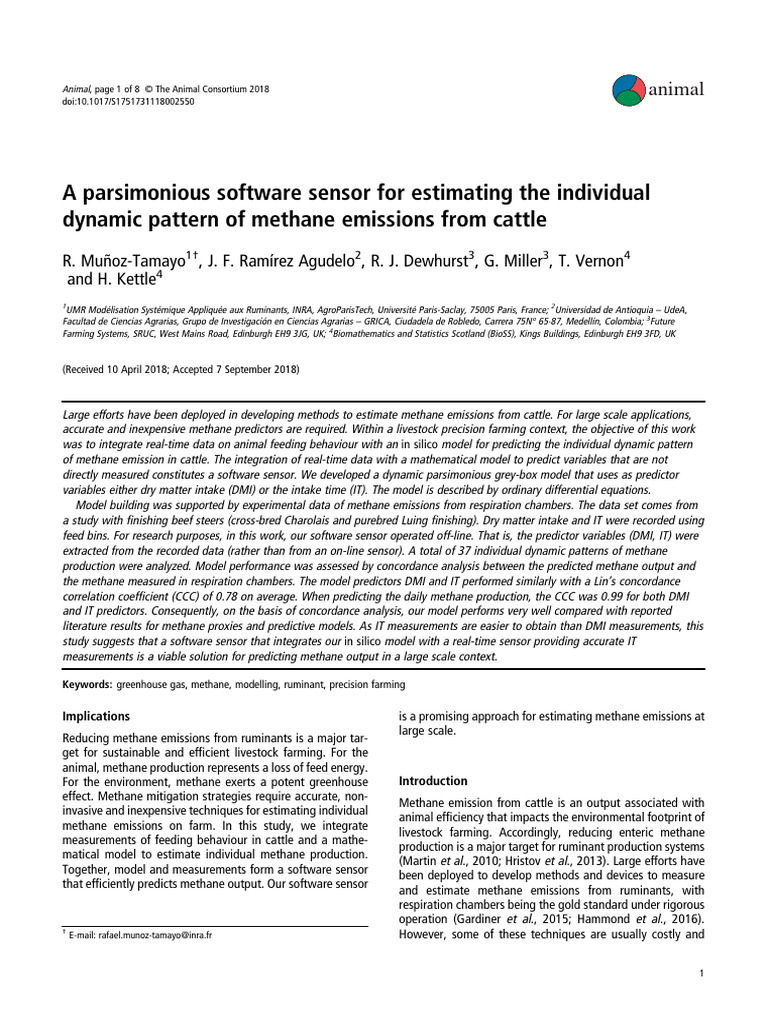 A Parsimonious Software Sensor For Estimating The Individual | PDF | Dependent And Independent ...
