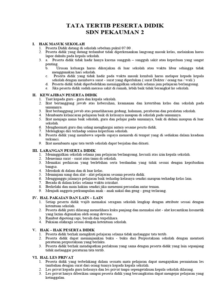 TATA TERTIB Peserta Didik | PDF | Kesehatan Holistik
