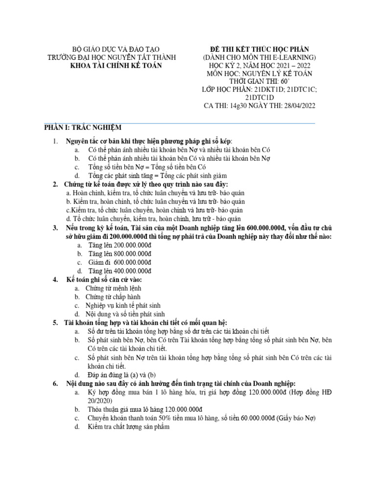 Dechinhthuc - NLKT - CA 5 | PDF