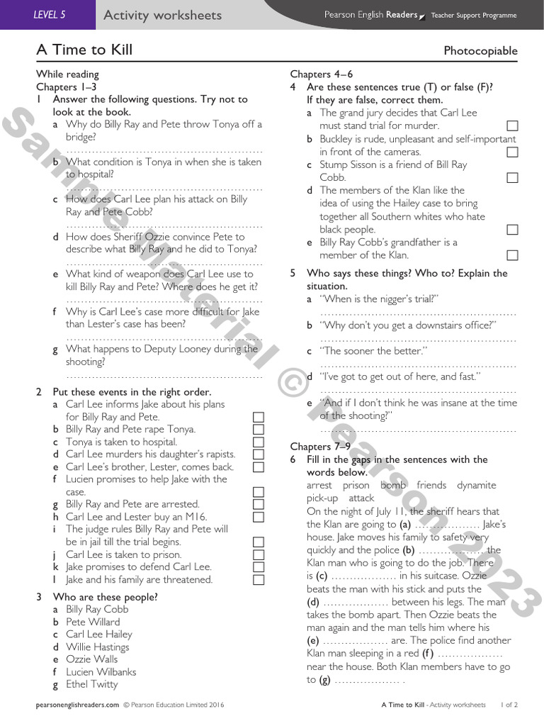 Teacher's Guide: A Time to Kill | PDF