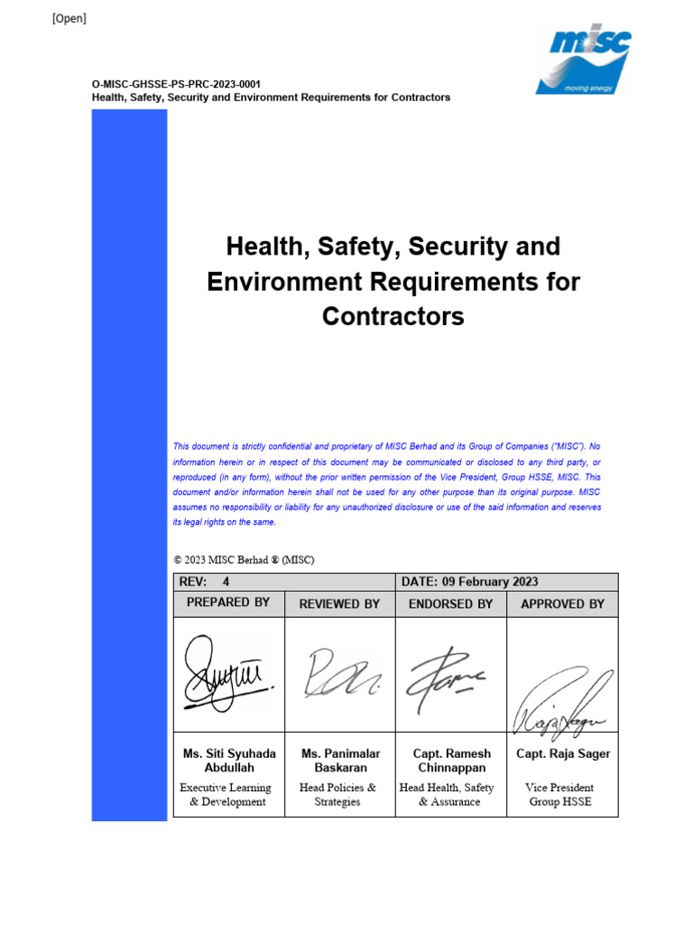 Health Safety Security and Environment Requirements For Contractors ...