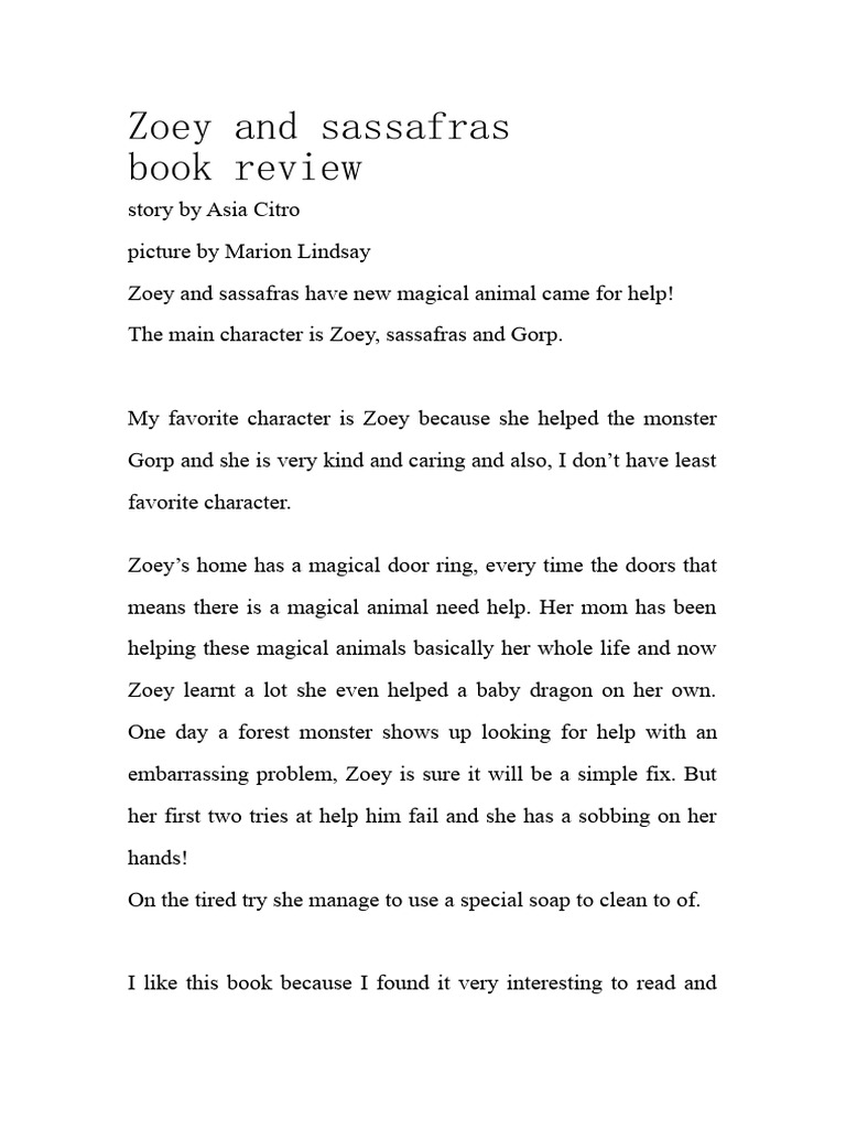 Zoey and Sassafras: A Magical Review | PDF