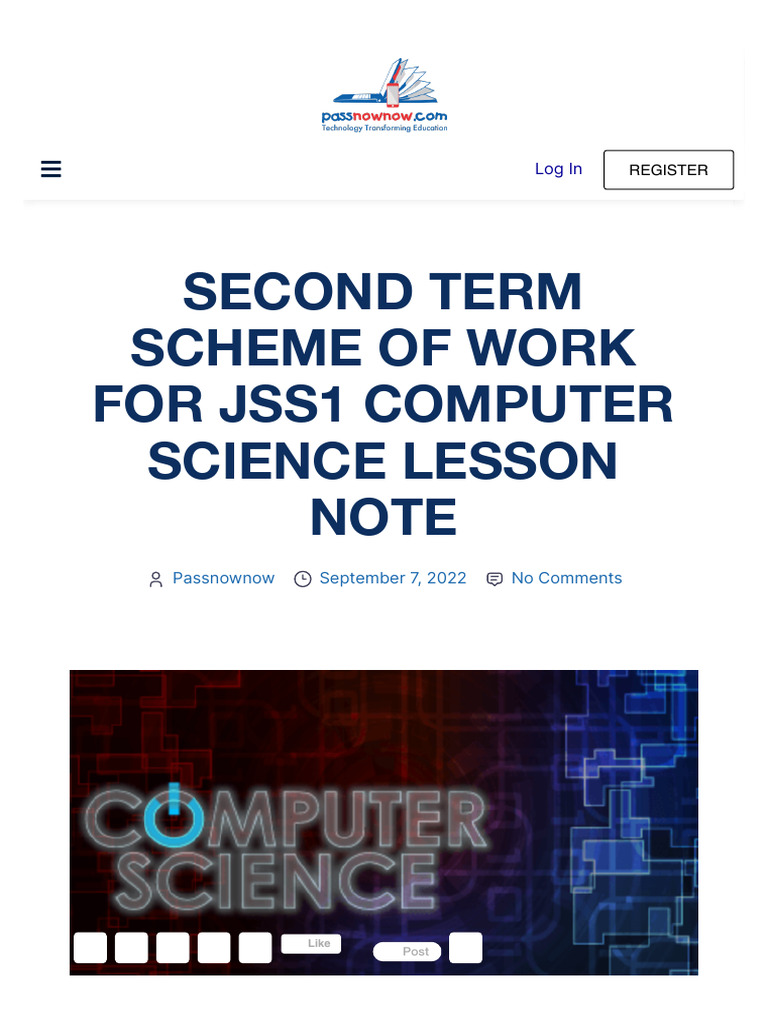 Second Term Scheme of Work For Jss1 Computer Scie | PDF | Computer Keyboard | Input/Output