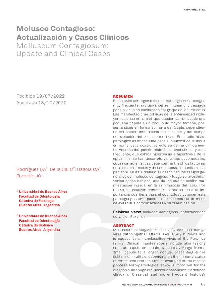 Molluscum Contagiosum: Update and Clinical Cases: Molusco Contagioso: Actualización y Casos ...