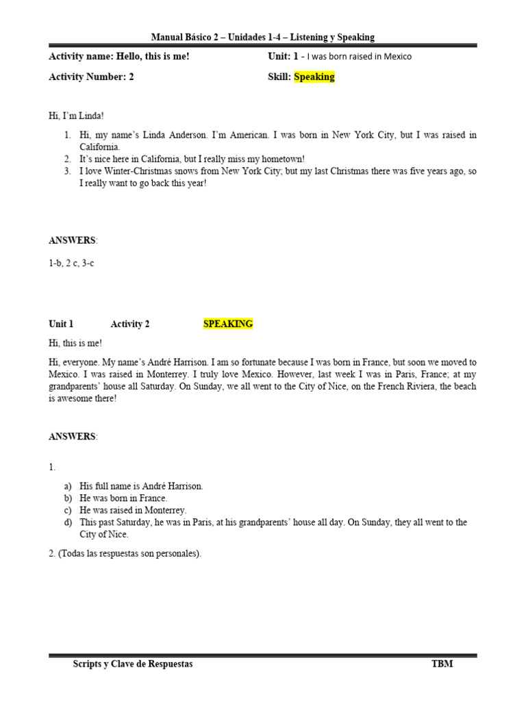 Activity Scripts & Answers | PDF