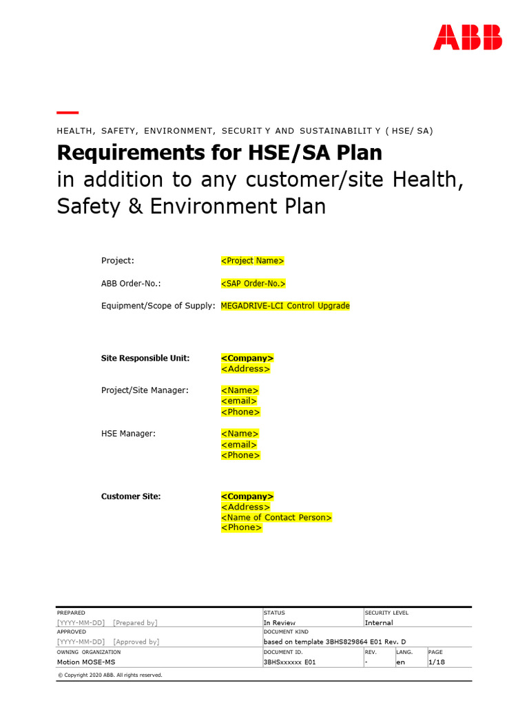 Security, Safety, Health, Environmental-Requirements-for-Projects | PDF ...