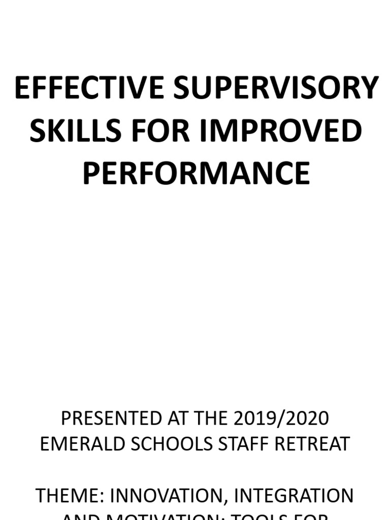 Effective Supervisory Skills For Improved Performance | PDF | Teachers ... Effective Supervisory Skills For Improved Performance | PDF | Teachers ...