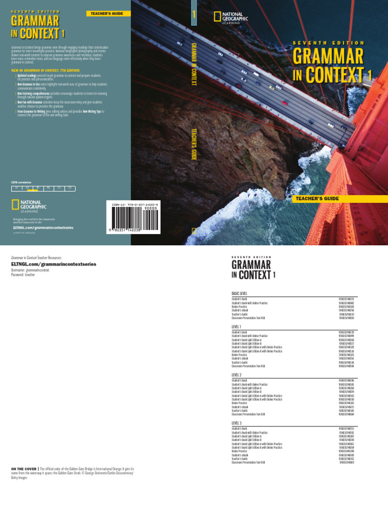 TEACHER - S GUIDE - Grammar in Context - 1, Seventh Edition | PDF | Reading Comprehension ...