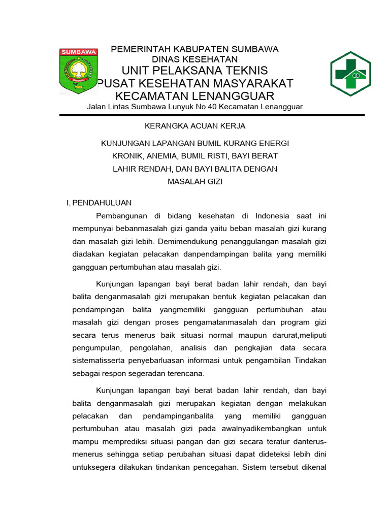 Tor Kunjungan Bumil Kek Balita Bermasalah Gizi | PDF