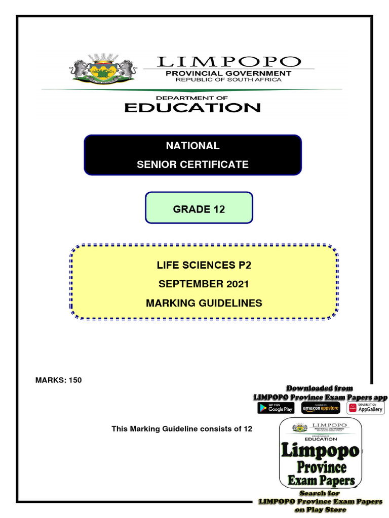 LFSC P2 Prep Exam Marking Guidelines 2021 LIMPOPO | PDF | Meiosis | Gene