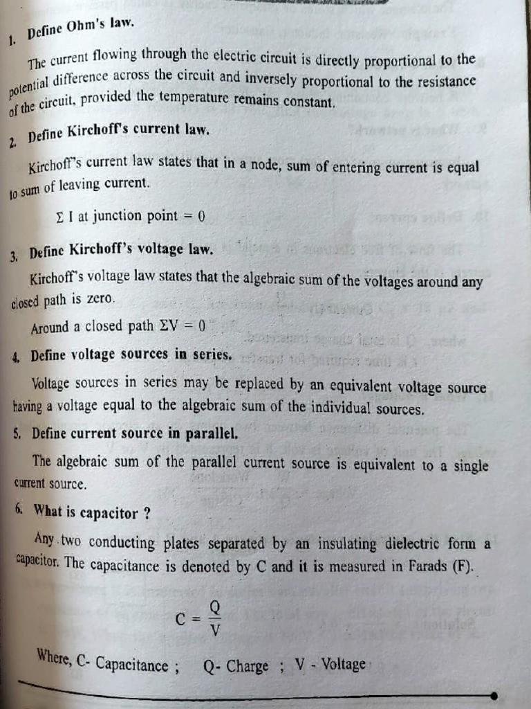 2marks Circuit Analysis | PDF | Voltage | Ac Power