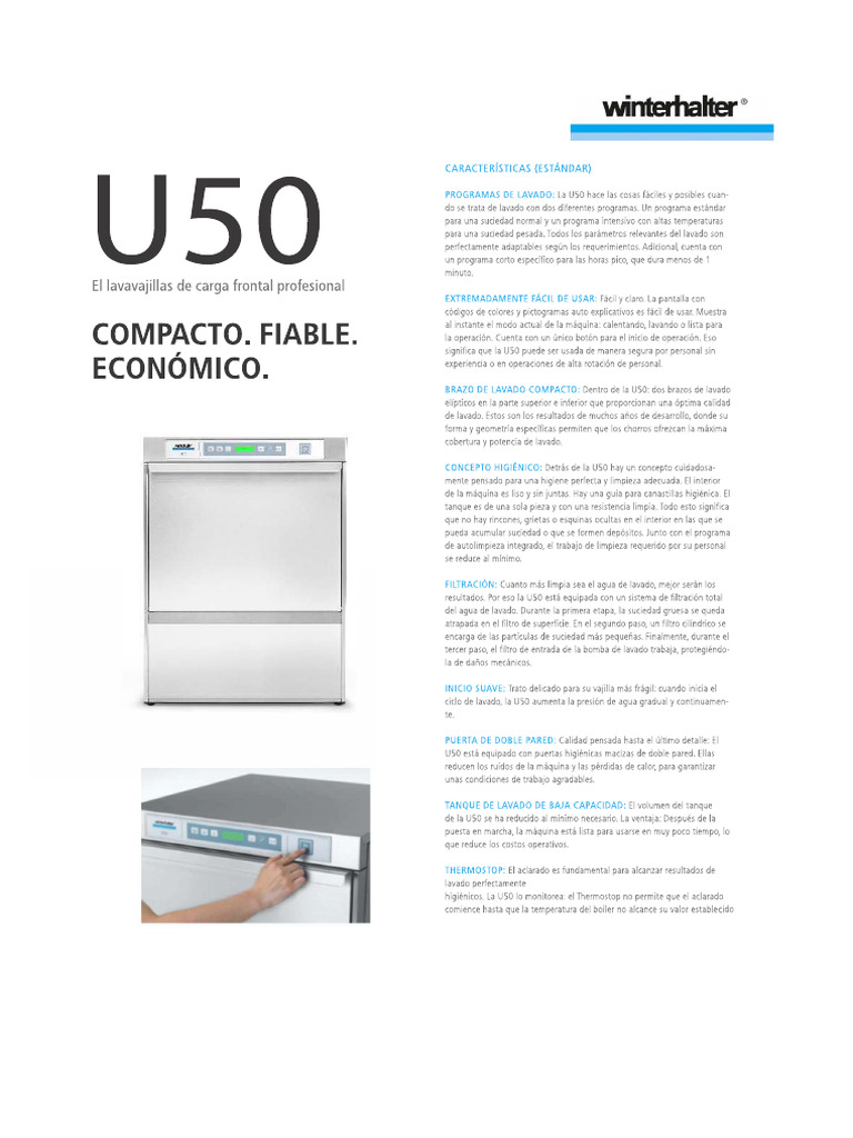 Winterhalter U50 - Ficha Tecnica | PDF