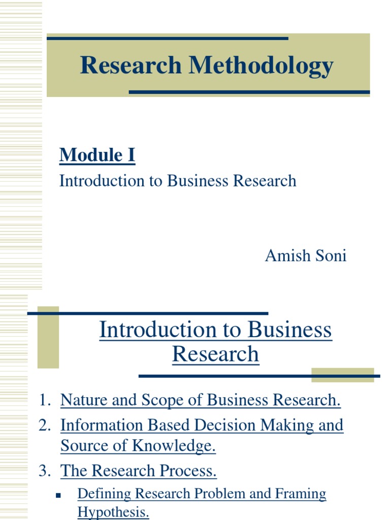 Research Methodology - Module I | PDF | Hypothesis | Statistical ...