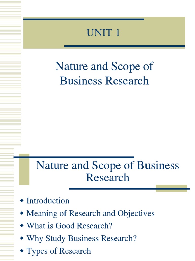Unit 1: Nature and Scope of Business Research | PDF | Scientific Method ...