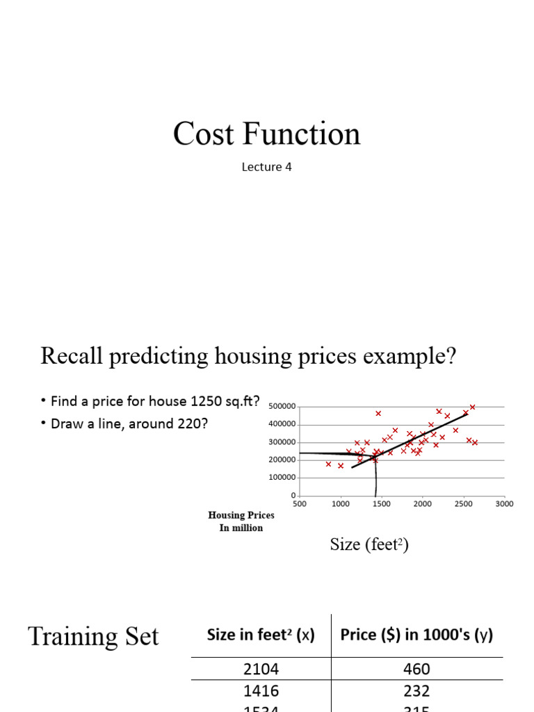 Lecture 4 - Cost Function | PDF | Errors And Residuals | Mean Squared Error