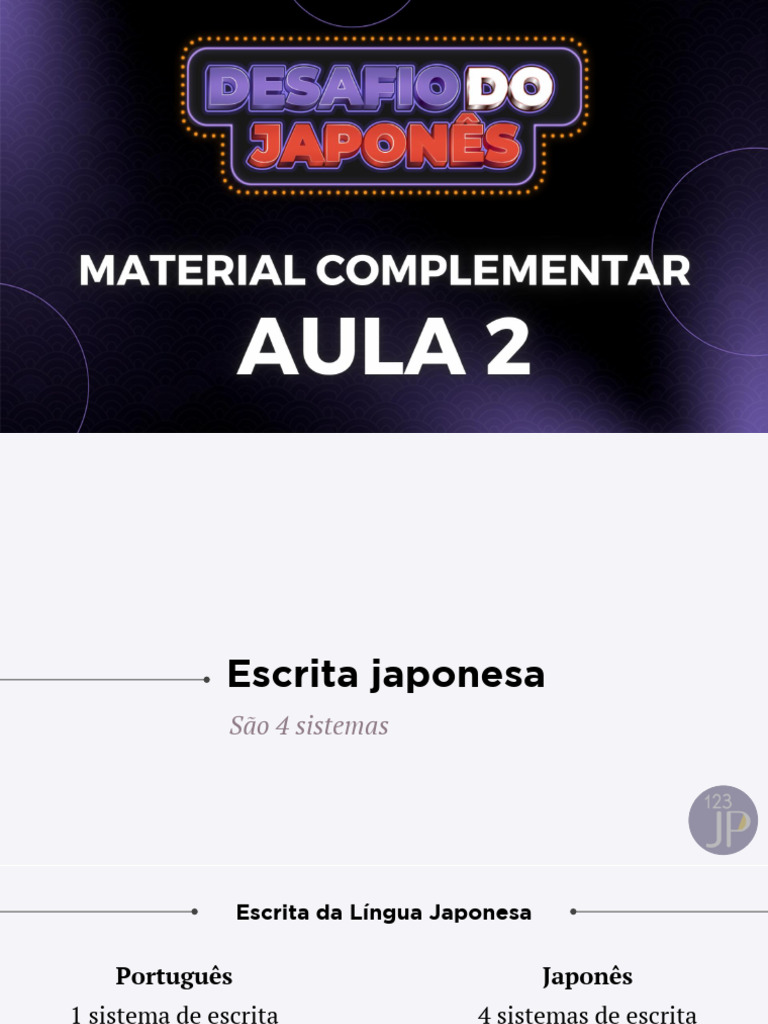Desafio do Japonês 2024 - Material Complementar (Aula 2) | PDF