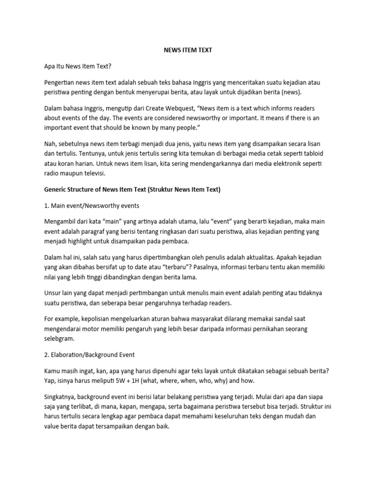 NEWS ITEM TEXT-Structure | PDF