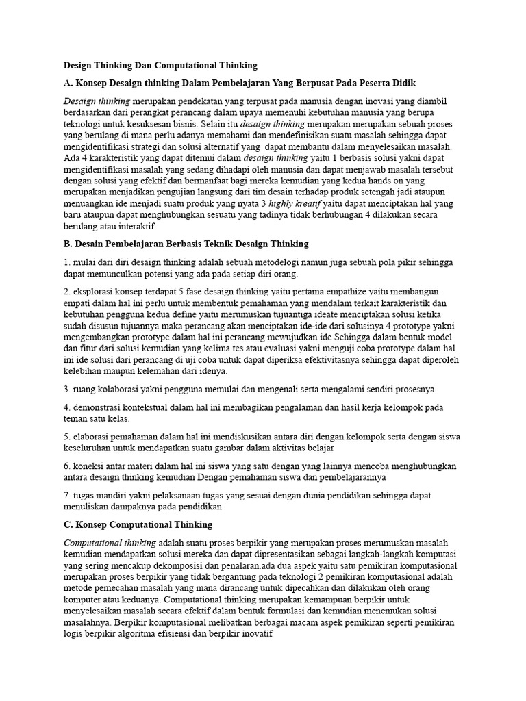Design Thinking Dan Computational Thinking | PDF