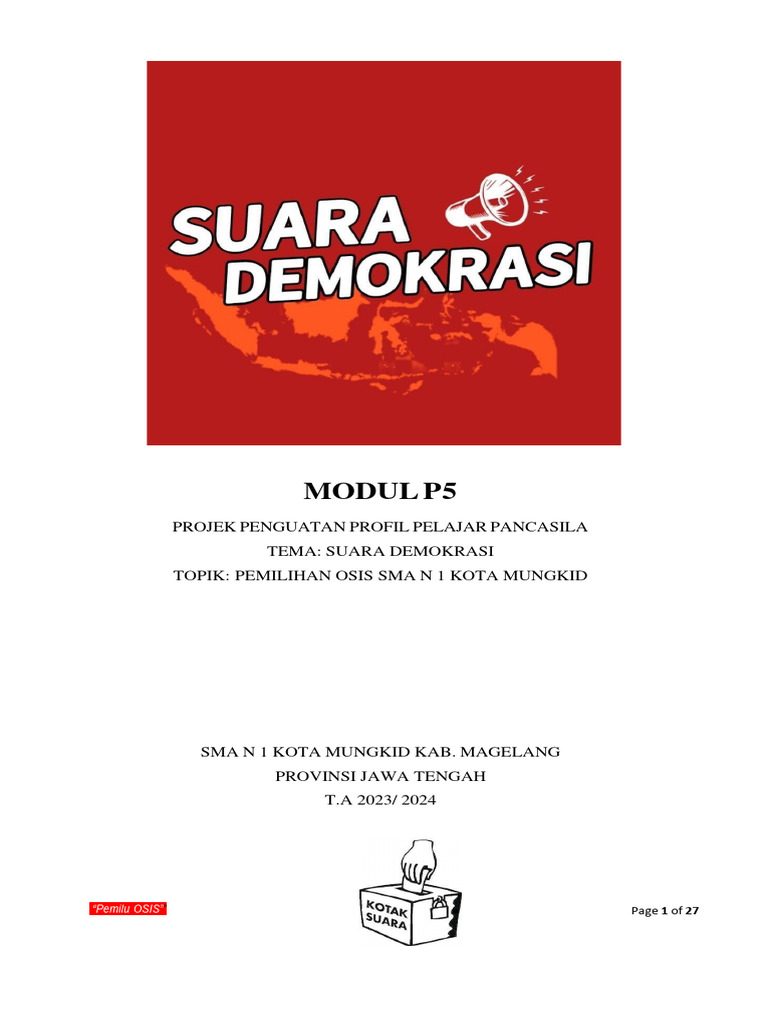 Modul Projek - MODUL PROJEK SUARA DEMOKRASI - Fase F | PDF | Karier & Perkembangan