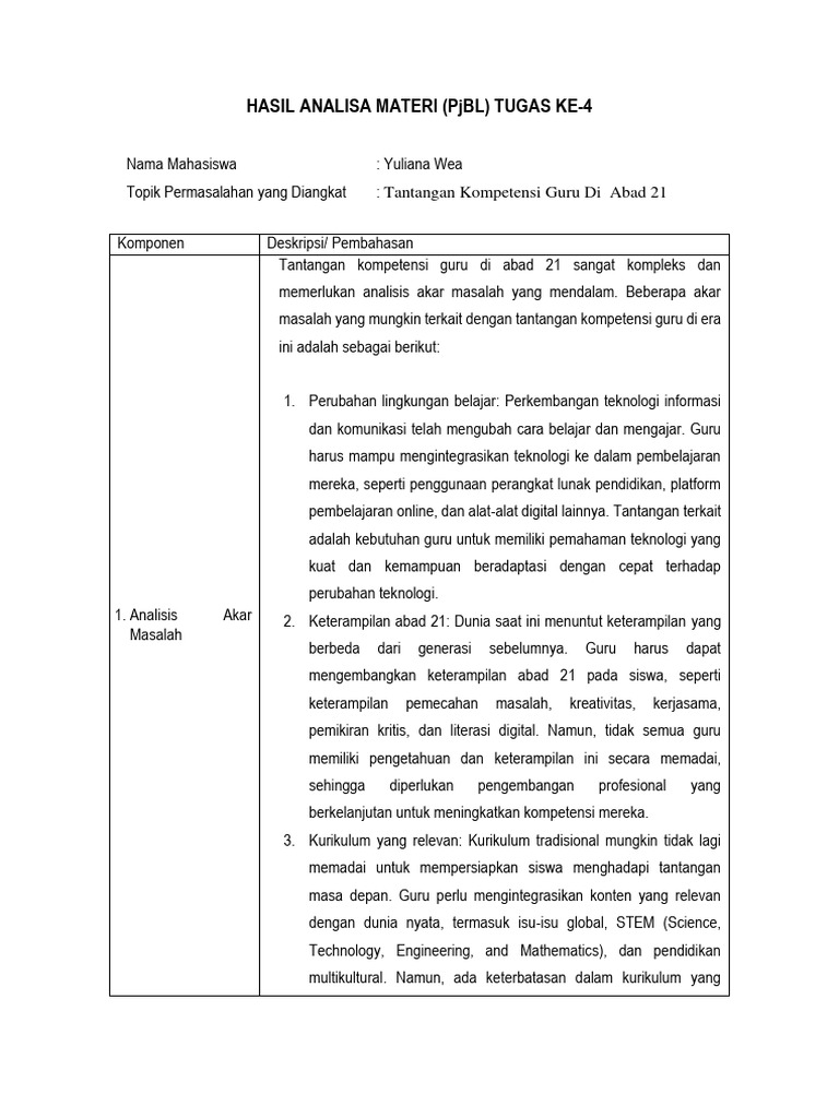 Contoh Rencana Aksi PJBL | PDF