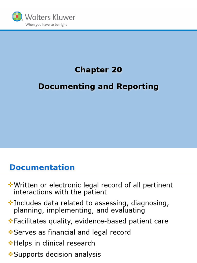 Chapter20 Documenting | PDF | Nursing | Medical Record