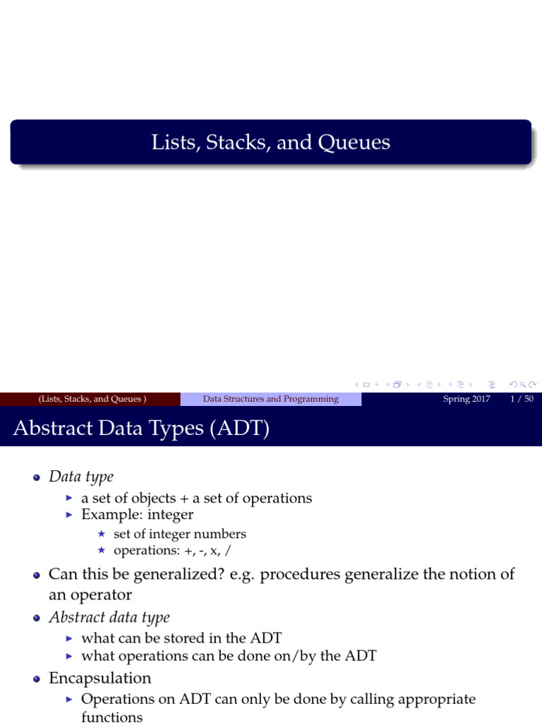 Lists, Stacks, and Queues | PDF | Queue (Abstract Data Type) | Computer Programming