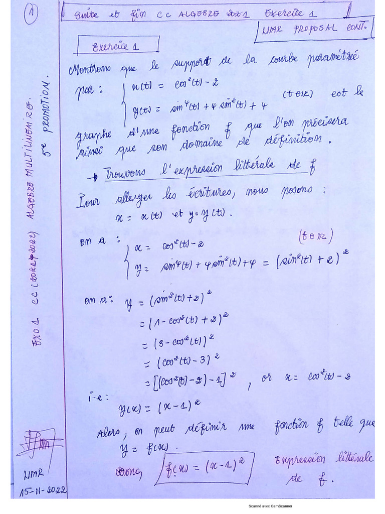 UMR Proposal (Algèbre Multilineaire Exo1 CC 2021-2022) | PDF