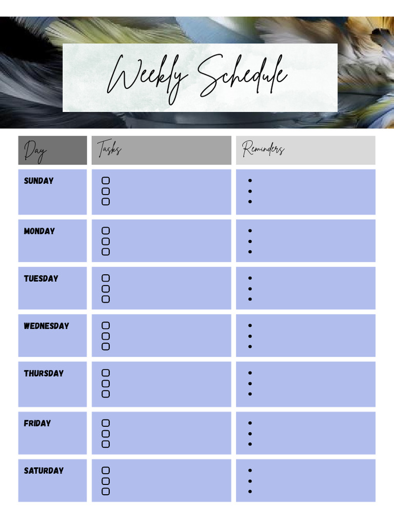 Weekly Schedule | PDF