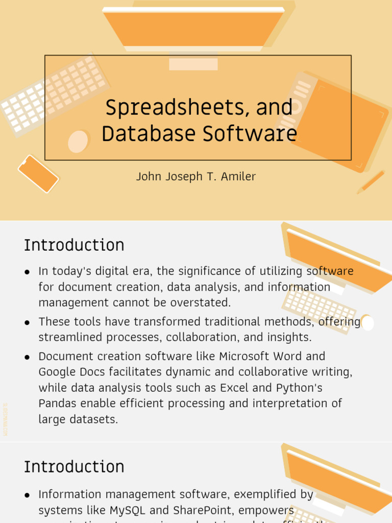 F Using Word Processing, Spreadsheets, and Database Software | PDF | Spreadsheet | Databases