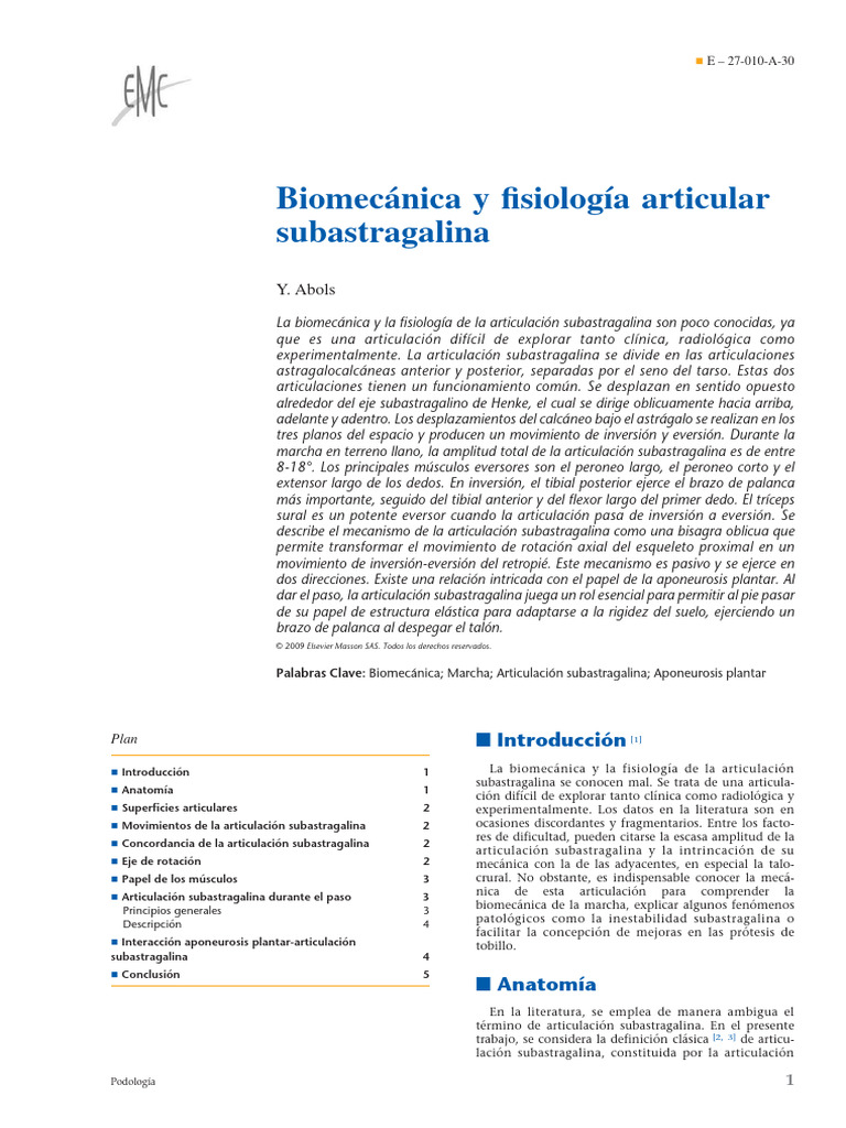 Biomecánica Subastragalina | PDF | Pie | Esqueleto