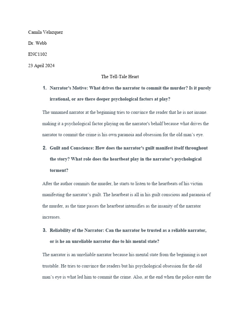 The Tell Tale Heart | PDF | Insanity | Narration