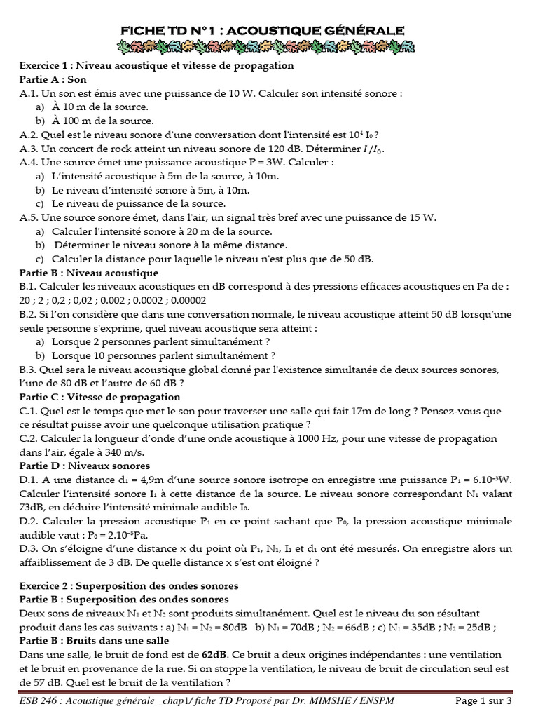 Calcul du niveau d'intensité sonore | PDF | Son | Décibel