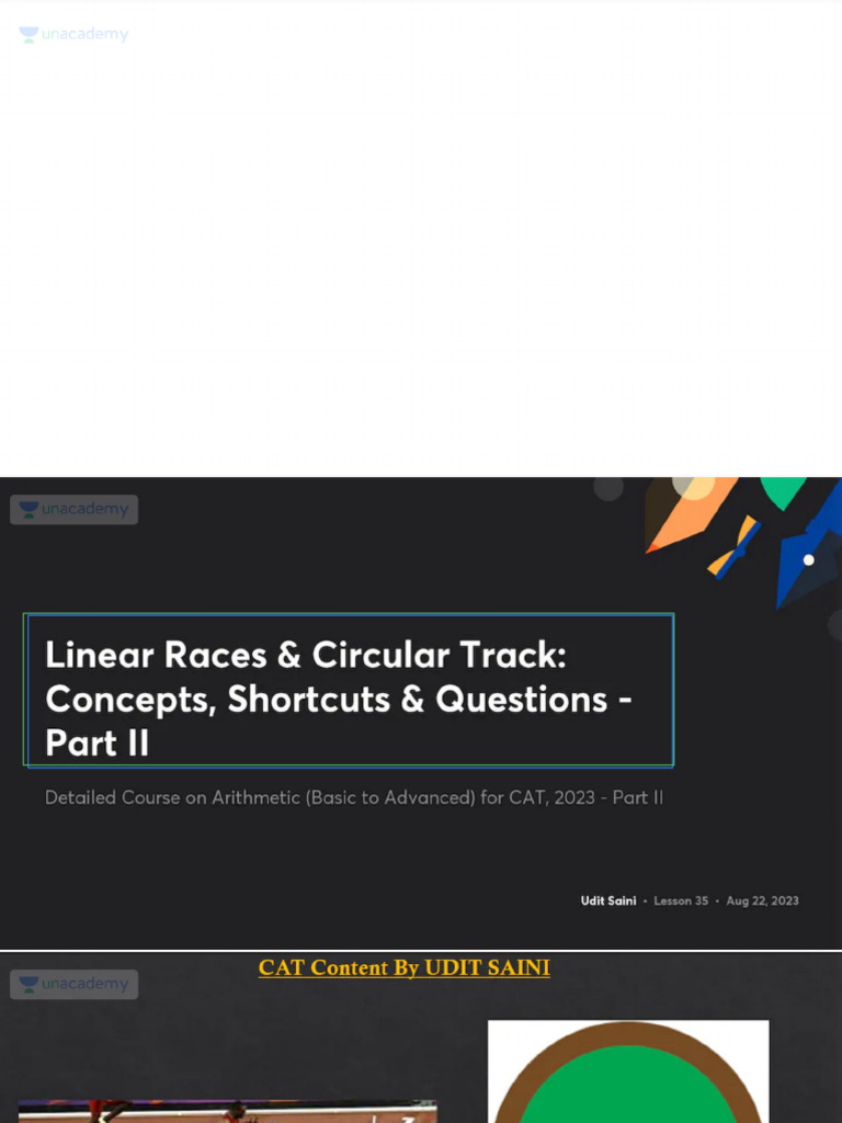 Linear Races Circular Track Concepts Shortcuts Questions Part II With Anno | PDF