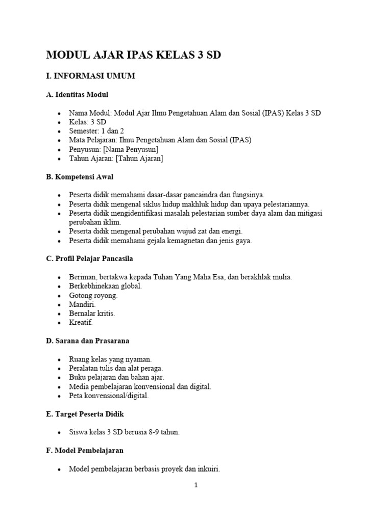 Modul Ajar IPAS Kls 3 Dan 4 | PDF | Sains & Matematika