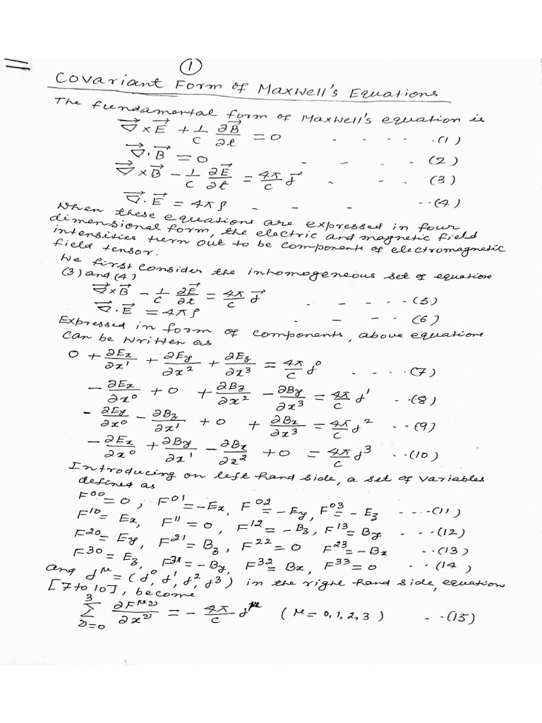 M SC Physics Part I Paper III Electromagntism & Plasma Physics Maxwell's | PDF