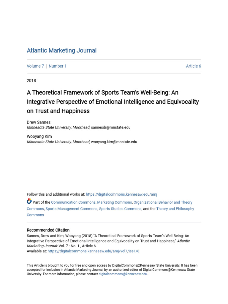 Sports Team Well-Being Framework | PDF | Happiness | Emotional Intelligence