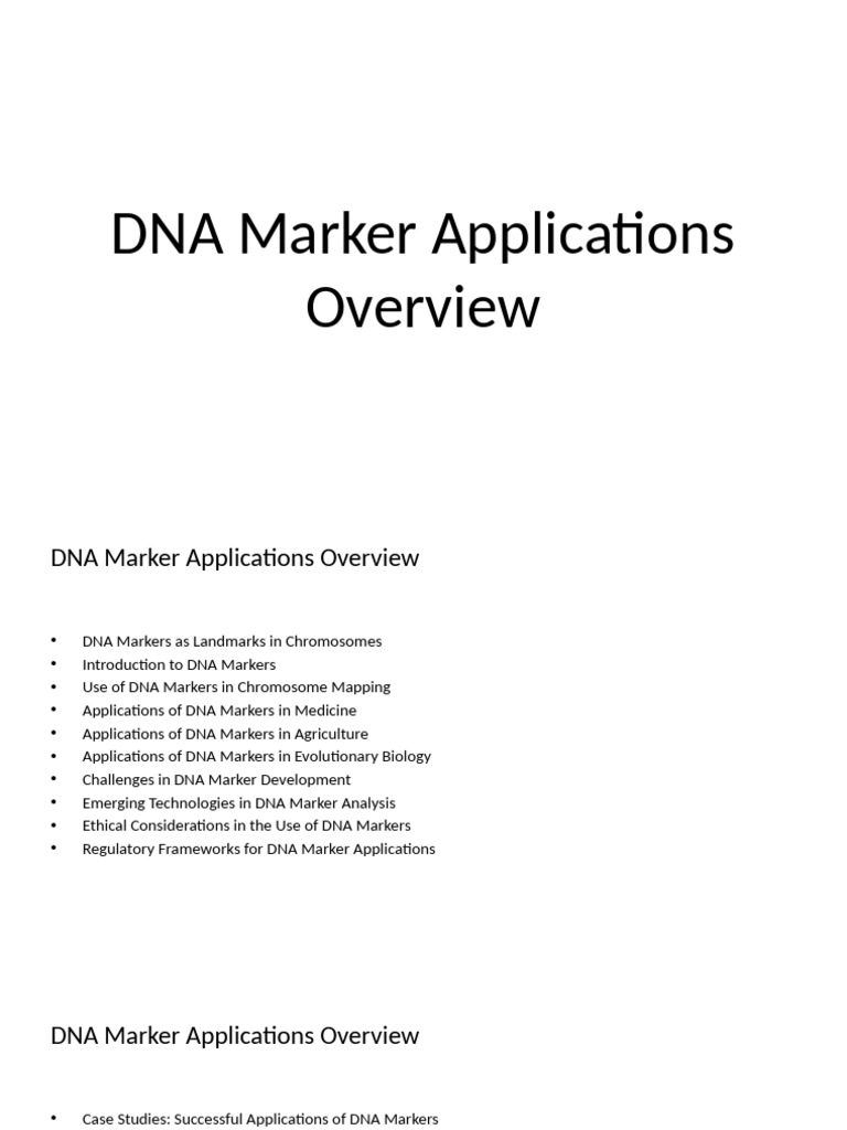 DNA Marker Applications in Science and Medicine | PDF | Genetic Linkage ...