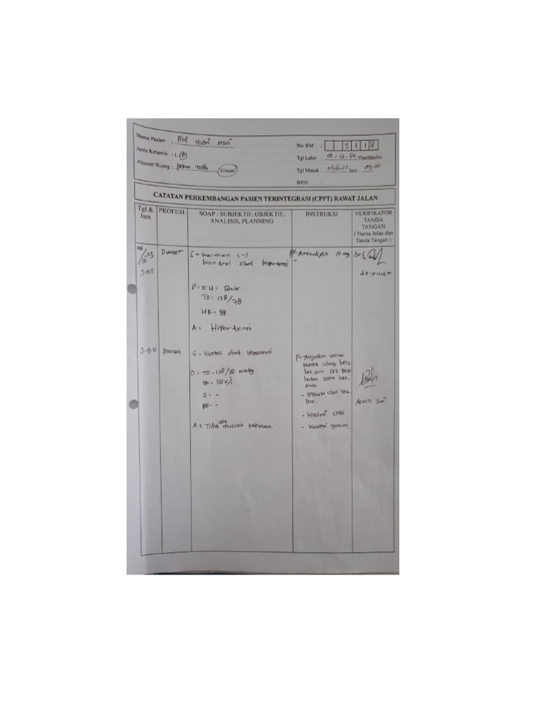 Dokumen Soap Dan CPPT Pasien | PDF