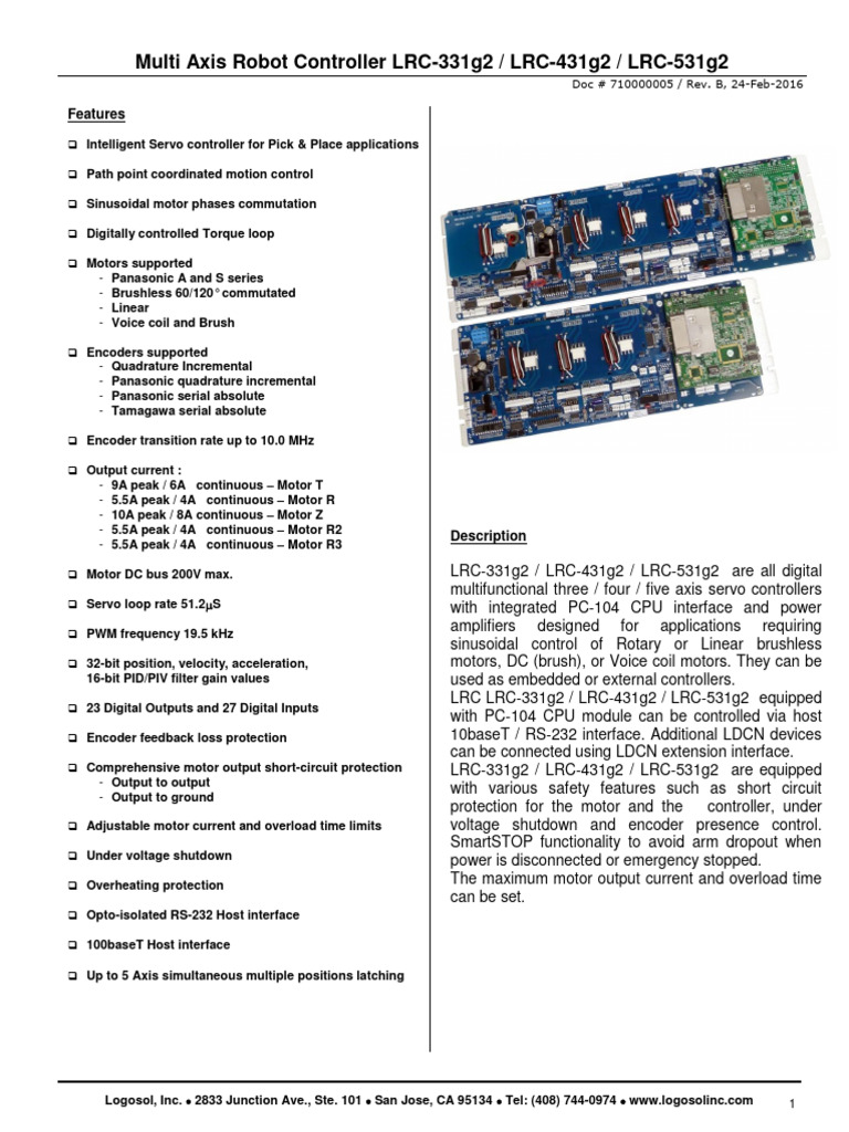 Multi Axis Robot Controller LRC Series | PDF | Electric Motor ...