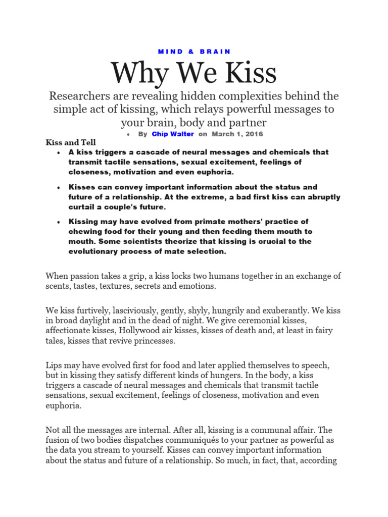 Why-We-Kiss | PDF | Kiss | Pheromone